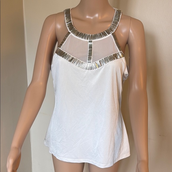 Tops | Glamorous White And Silver Embellished Tank Top | Poshmark
